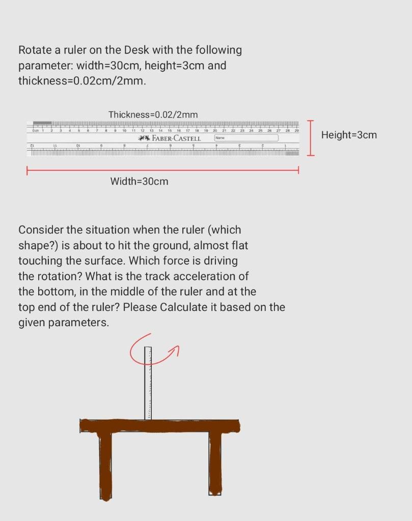 Solved Rotate a ruler on the Desk with the following | Chegg.com
