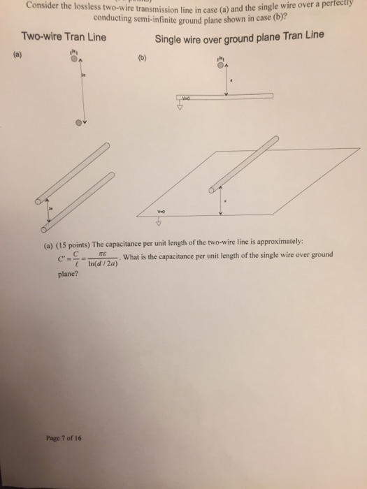 Solved Consider the the lossless two-wire transmission line | Chegg.com