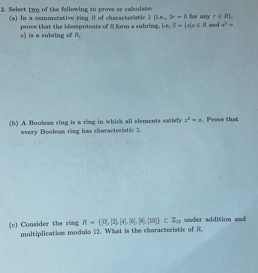 Solved a) In a commutative ring R of characteristic 2 (i.e., | Chegg.com