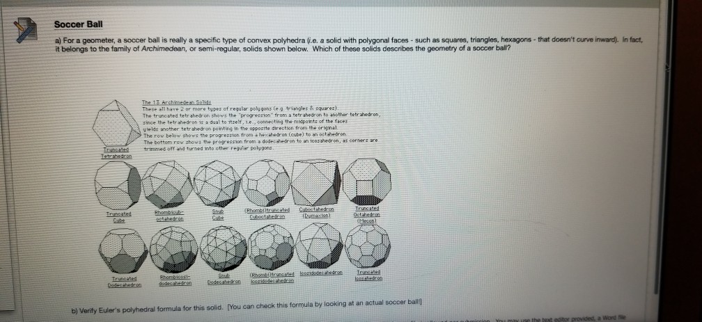 Solved Soccer Ball a) For a geometer, a soccer ball is | Chegg.com
