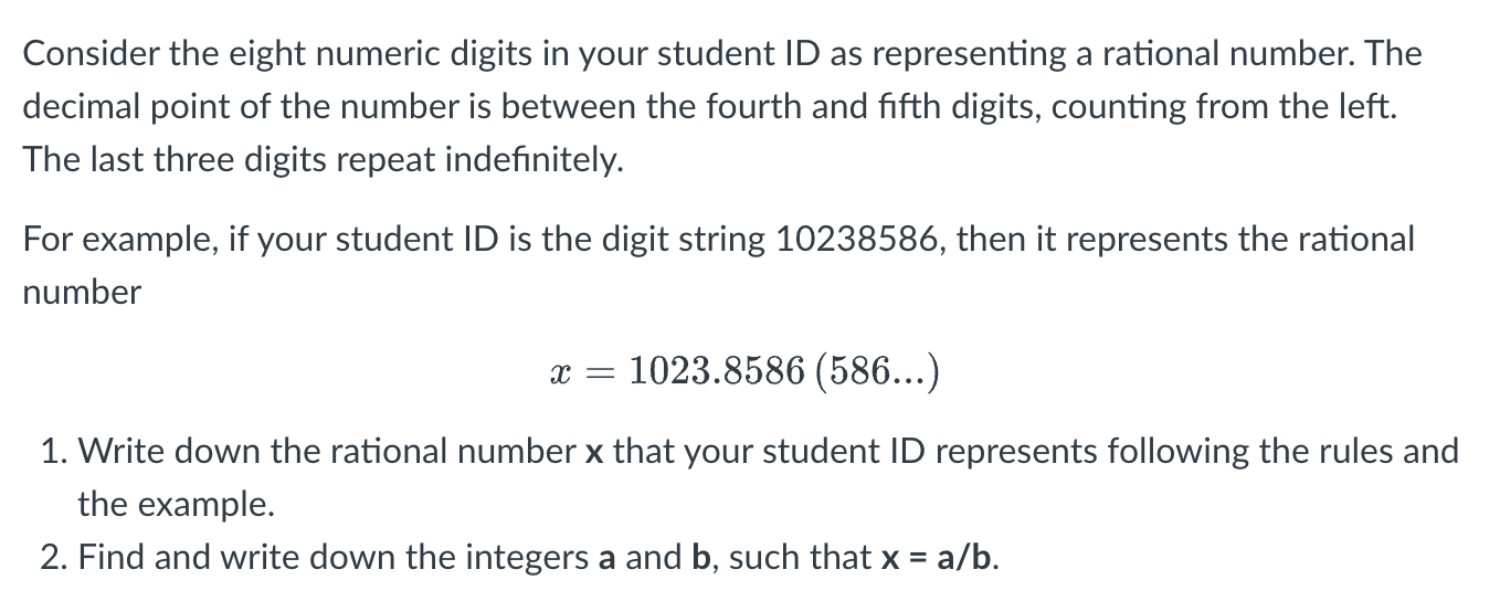 Solved Consider the eight numeric digits in your student ID | Chegg.com
