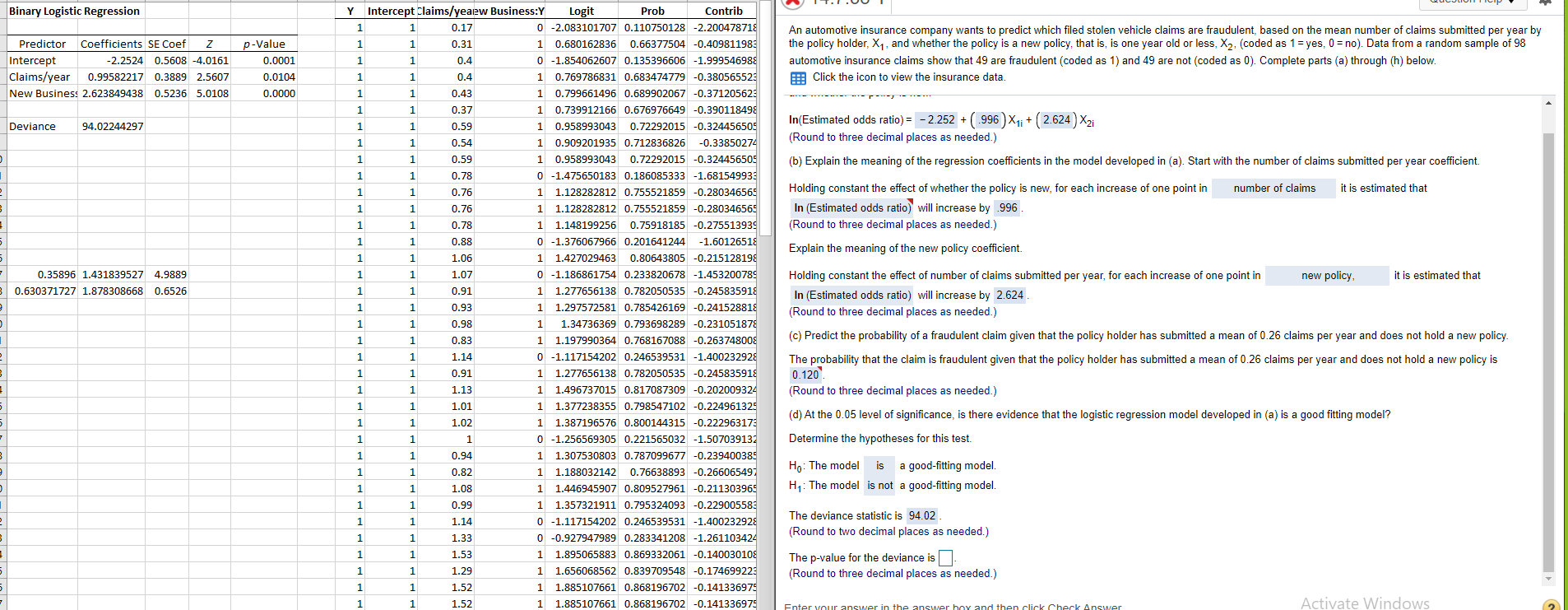 Solved Binary Logistic Regression Predictor Coefficients SE | Chegg.com