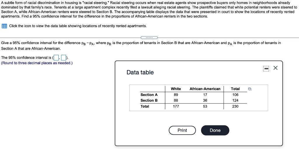 Solved A subtle form of racial discrimination in housing is | Chegg.com