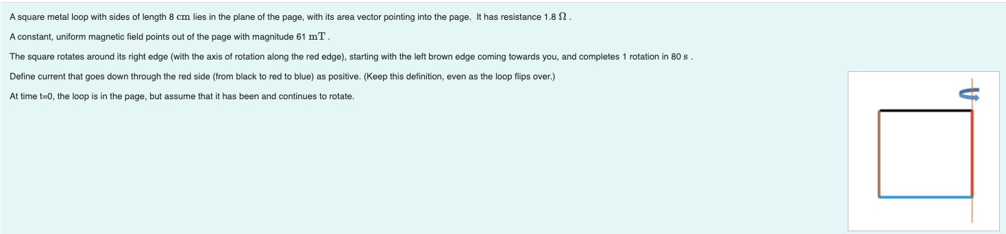 Solved A square metal loop with sides of length 8 cm lies in | Chegg.com