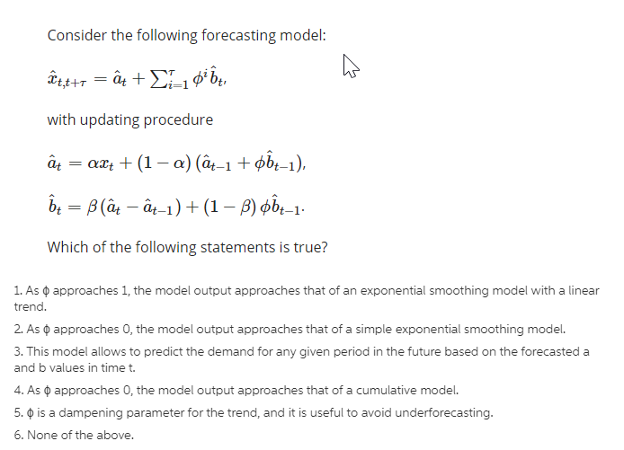 Consider the following forecasting model: 3 @t;t+= ât | Chegg.com