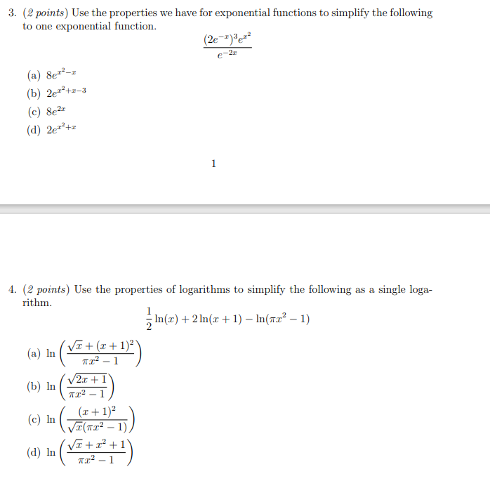 Solved 3. (2 points) Use the properties we have for | Chegg.com