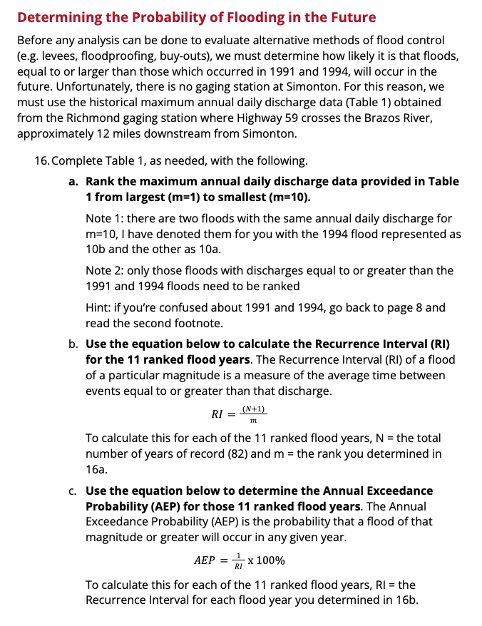 Determining the Probability of Flooding in the Future | Chegg.com
