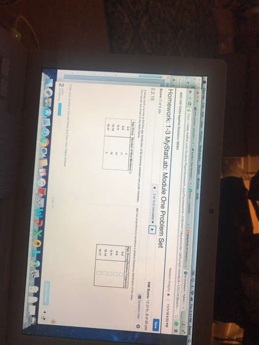 Solved 1-3 MyStatLab: Module One Problem Set 2.2.15 | Chegg.com