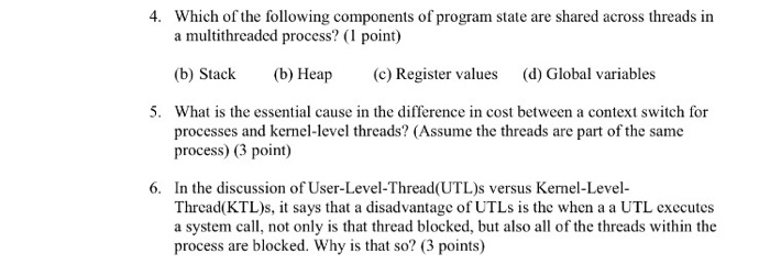 Solved 4. Which of the following components of program state | Chegg.com