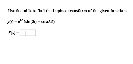 Solved Use the table to find the Laplace transform of the | Chegg.com