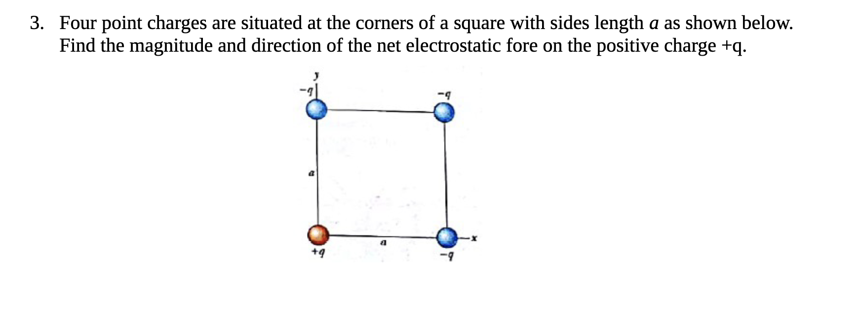 Solved Four point charges are situated at the corners of a | Chegg.com