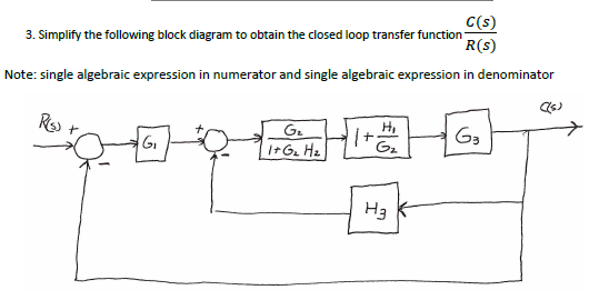 Solved 3. Simplify the following block diagram to obtain the | Chegg.com