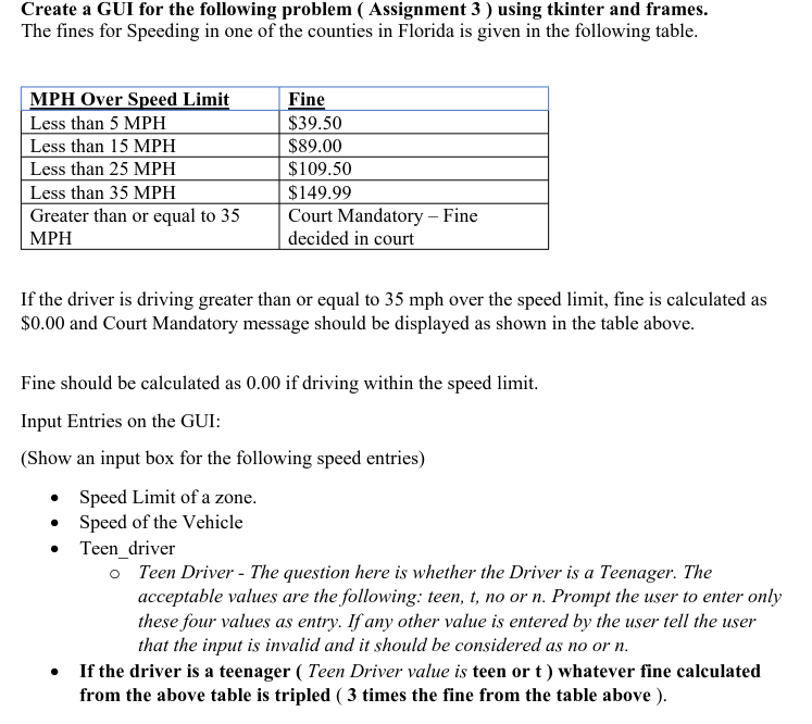 Solved Create a GUI for the following problem ( Assignment 3 | Chegg.com