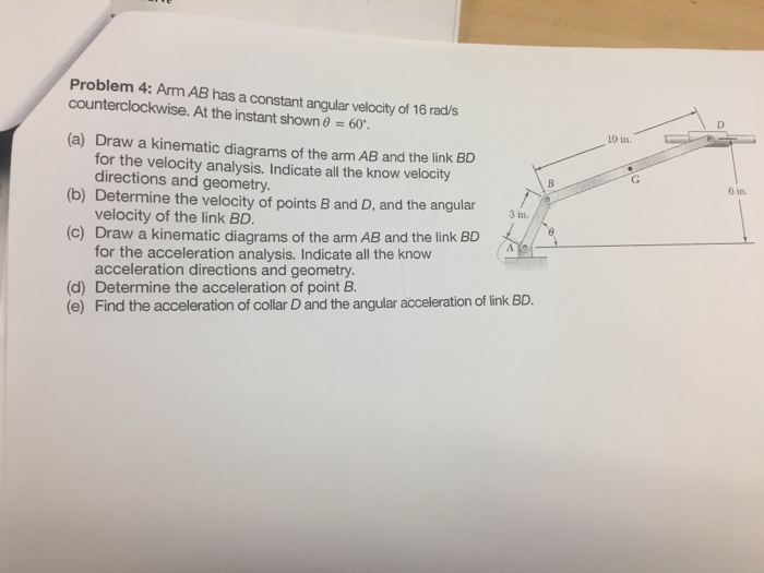 Solved Arm AB has a constant angular velocity of 16 rad/s | Chegg.com