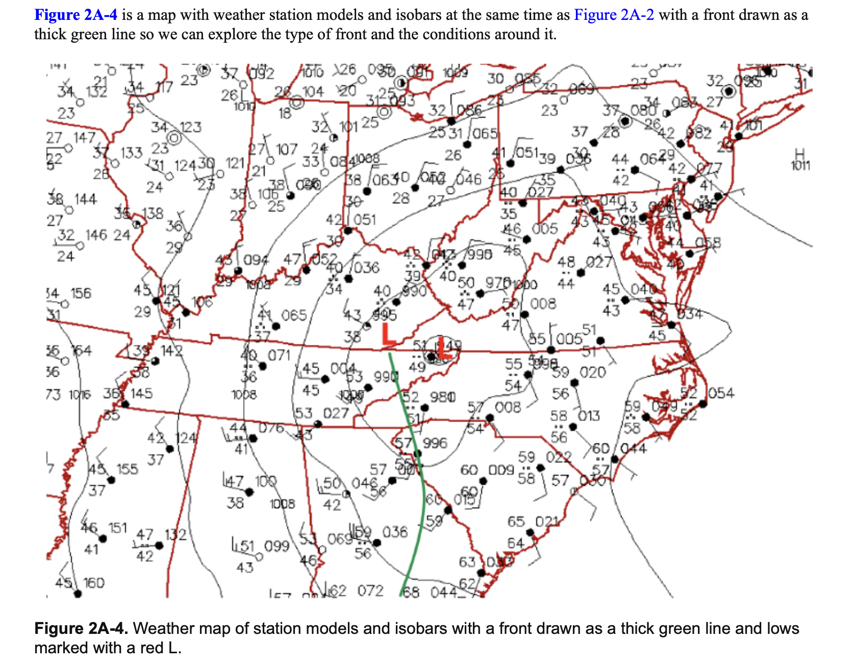 Solved Figure 2A-4 ﻿is a map with weather station models and | Chegg.com