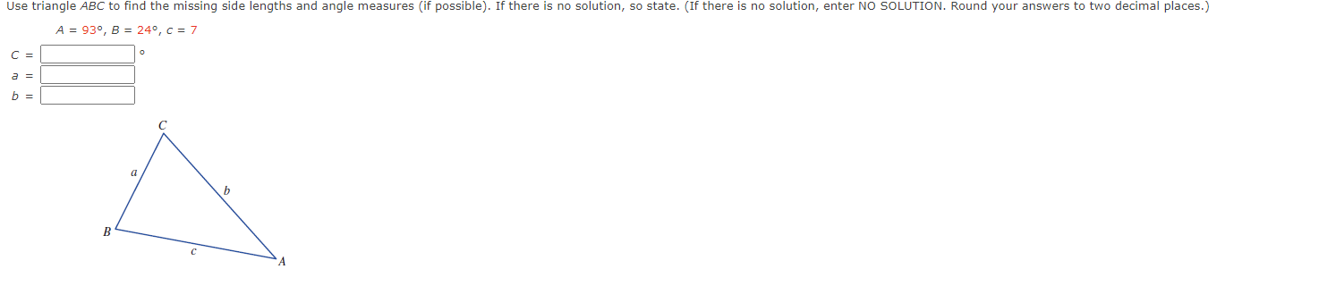 Solved Use triangle ABC to find the missing side lengths and | Chegg.com