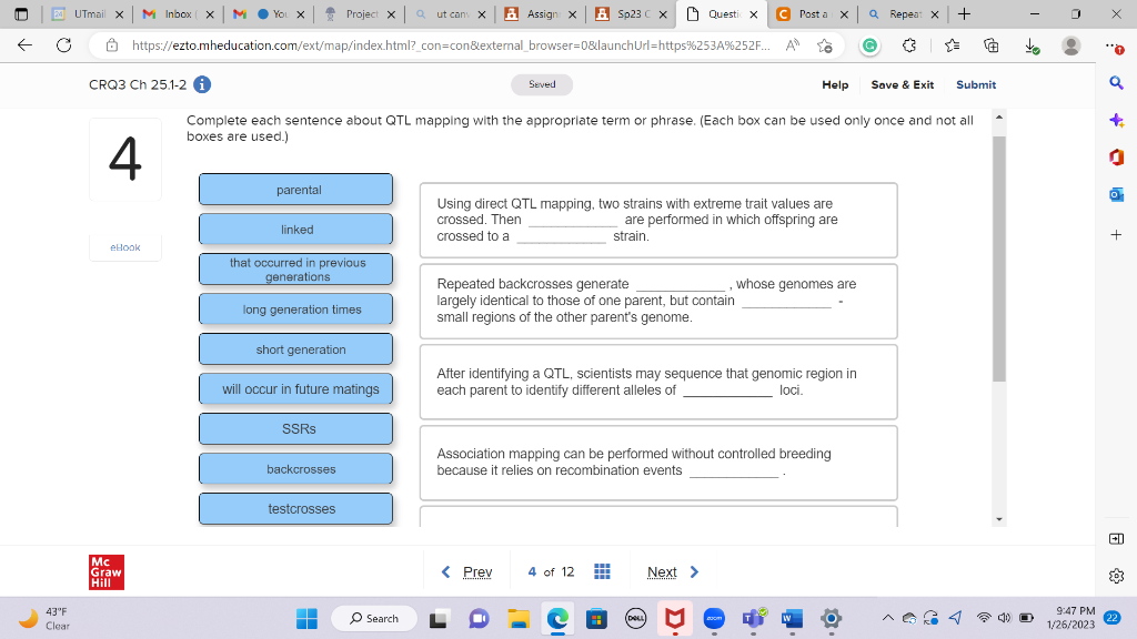 Solved Complete each sentence about QTL mapping with the | Chegg.com