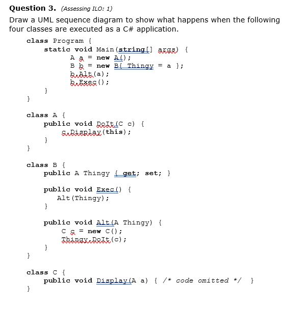 Solved Question 3. (Assessing ILO: 1) Draw a UML sequence | Chegg.com