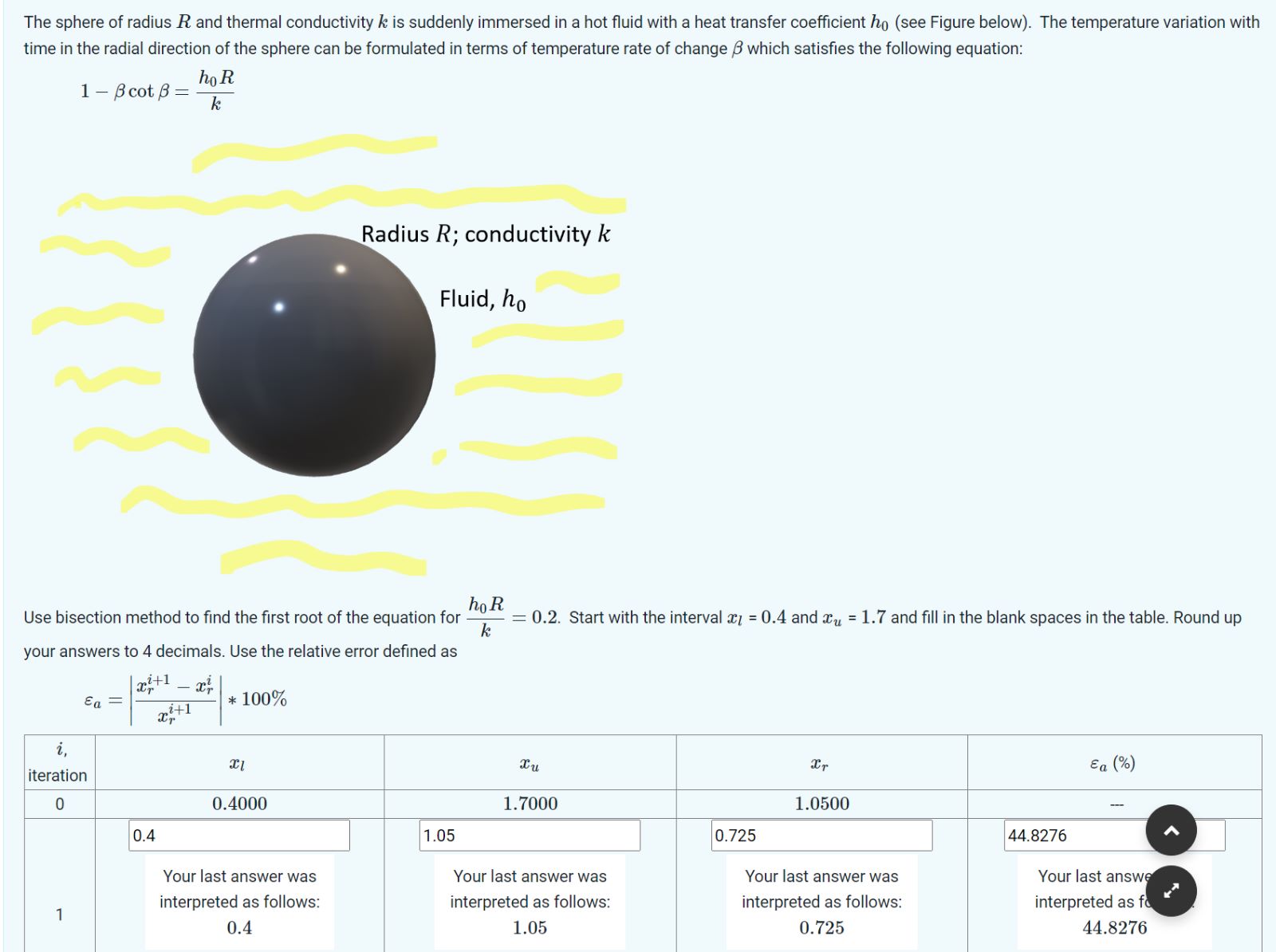 Solved The sphere of radius R and thermal conductivity k is | Chegg.com
