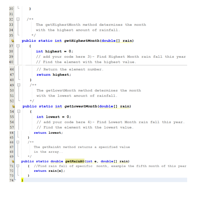 Solved The following program find statistic of Rain fall on | Chegg.com