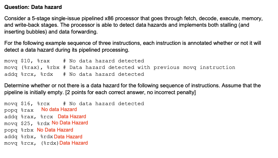 Solved Question: Data hazard Consider a 5 -stage | Chegg.com