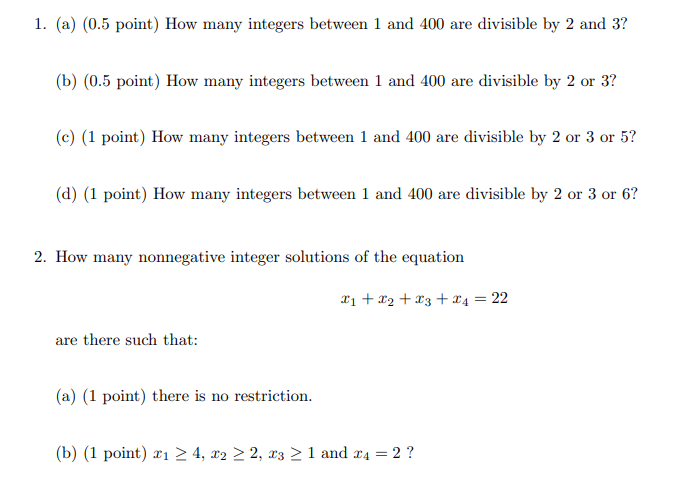 Solved 1. (a) (0.5 point) How many integers between 1 and | Chegg.com