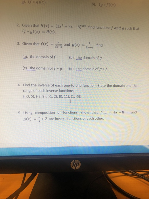 Solved 2. Given that H(x) (3x2+2x -6)100, find functions f | Chegg.com