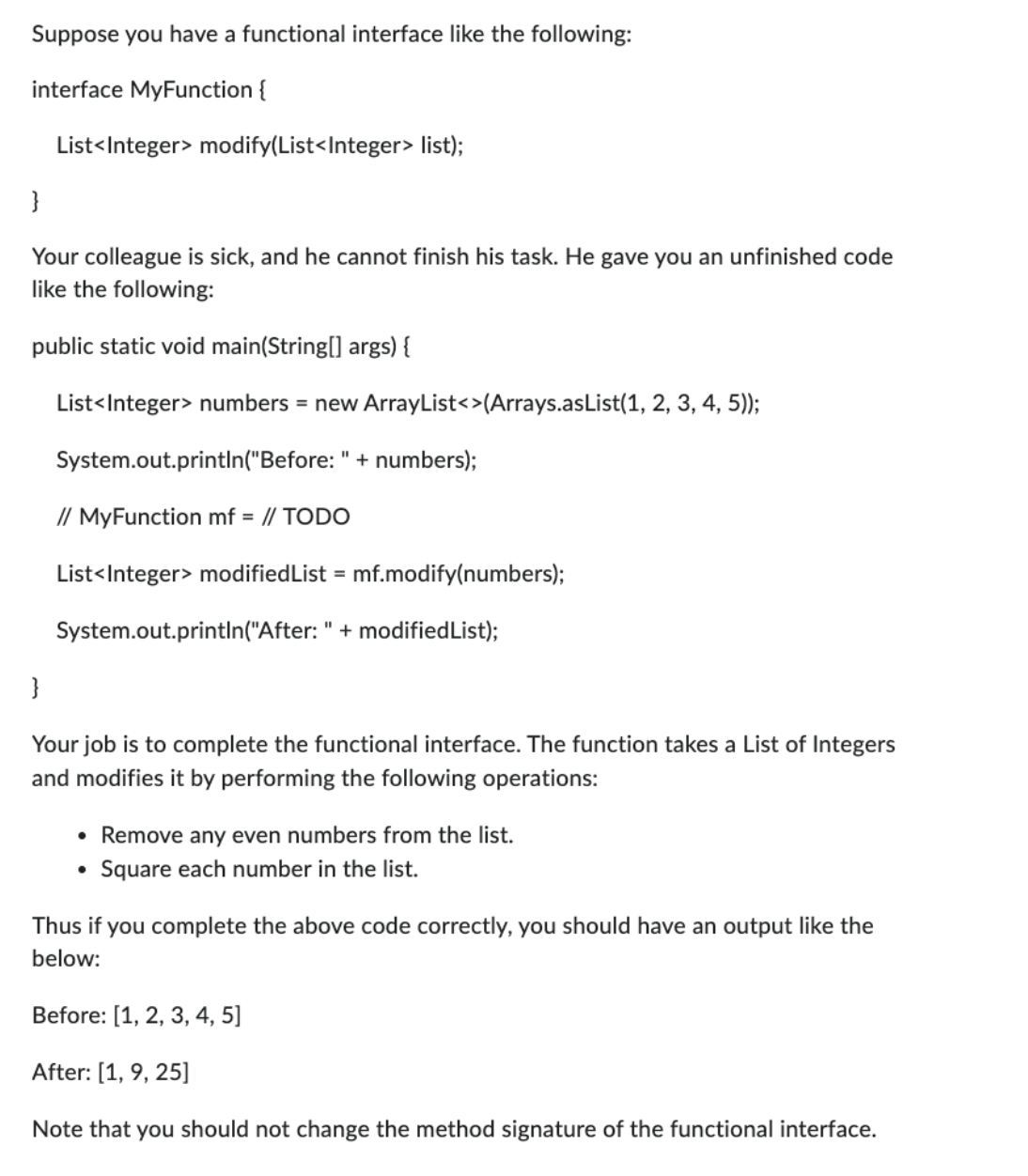 Solved Suppose you have a functional interface like the | Chegg.com