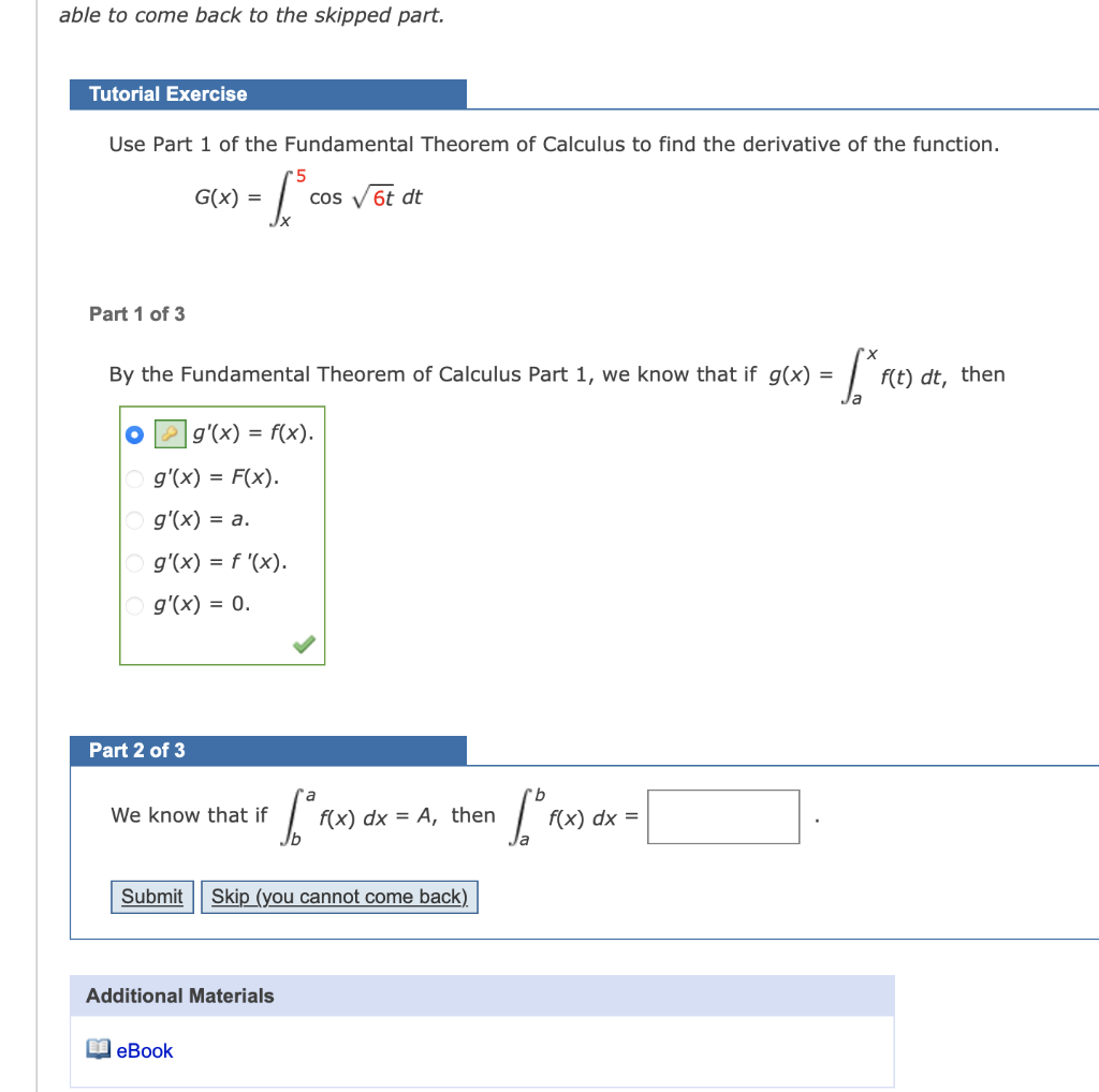 Solved able to come back to the skipped part. Tutorial | Chegg.com