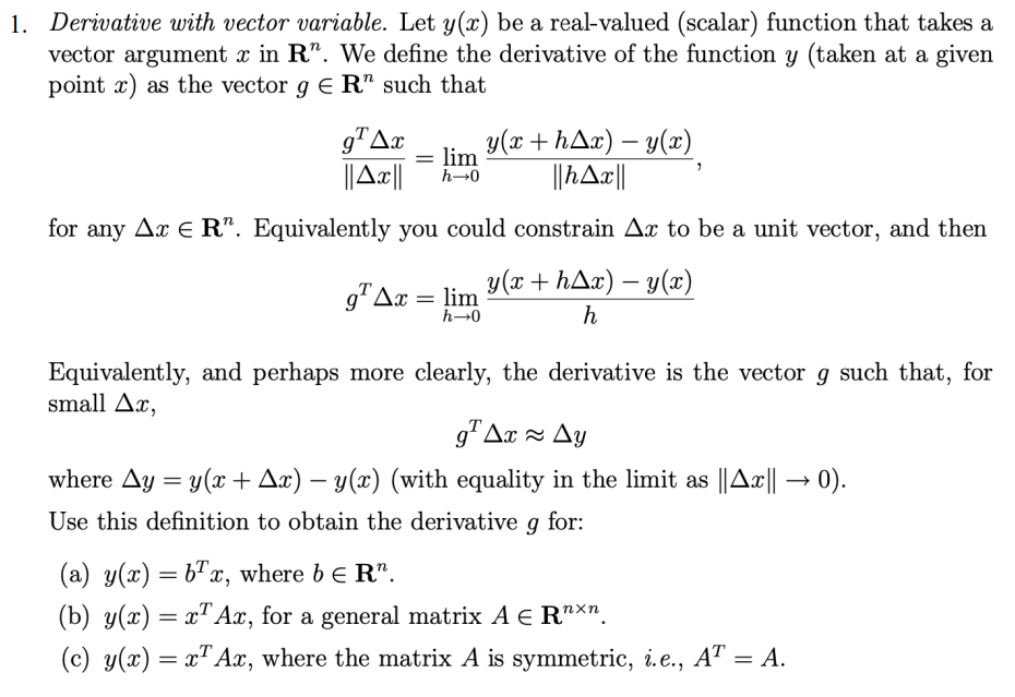 Solved Derivative with vector variable. Let y(x) be a | Chegg.com
