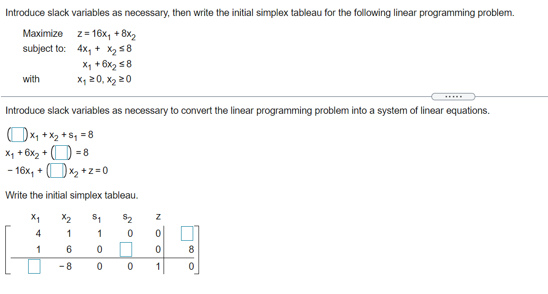 Solved Determine the number of slack variables and name | Chegg.com