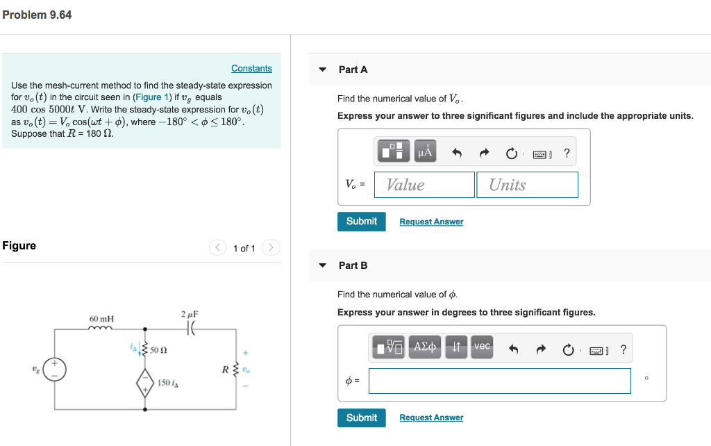 Solved Problem 9.64 onstants Part A Use the mesh-current | Chegg.com Solved Problem 9.64 onstants Part A Use the mesh-current | Chegg.com