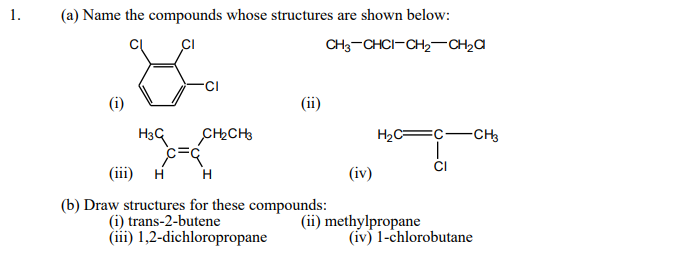 Solved 1. (a) Name the compounds whose structures are shown | Chegg.com