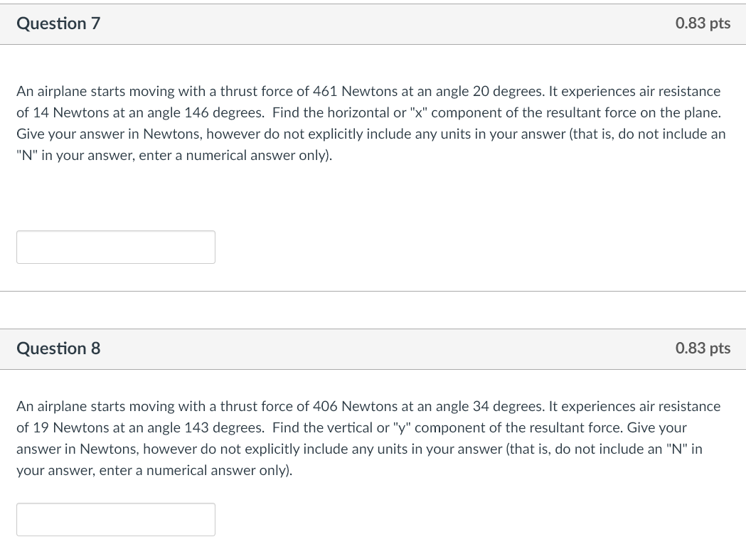 Solved An airplane starts moving with a thrust force of 461 | Chegg.com
