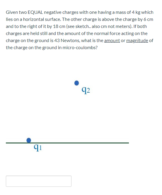 Solved Given two EQUAL negative charges with one having a | Chegg.com
