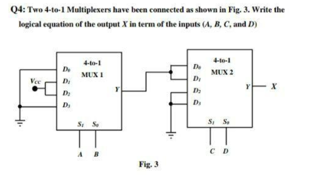 Solved Q4: Two 4-to-1 Multiplexers have been connected as | Chegg.com