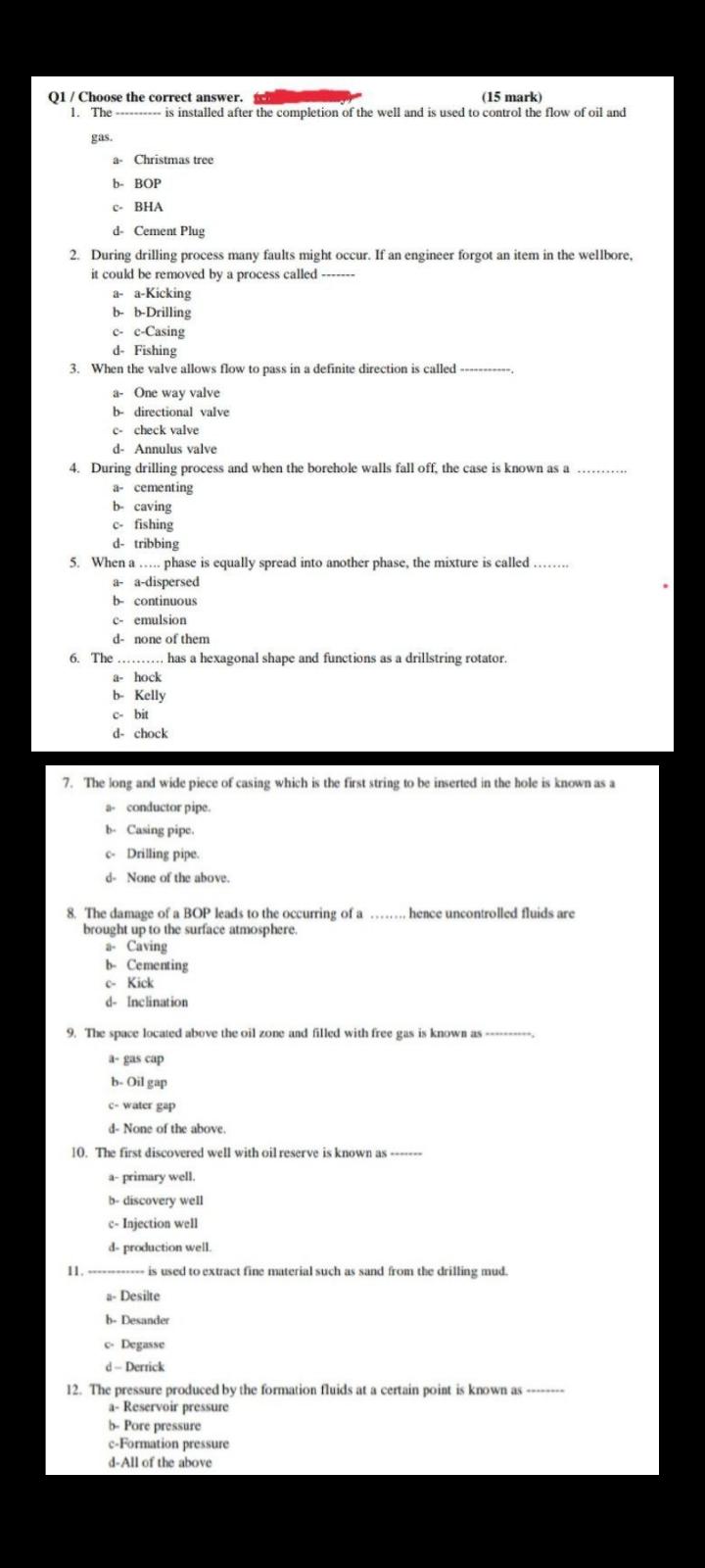 Solved Q1 / Choose the correct answer. (15 mark) 1. The | Chegg.com