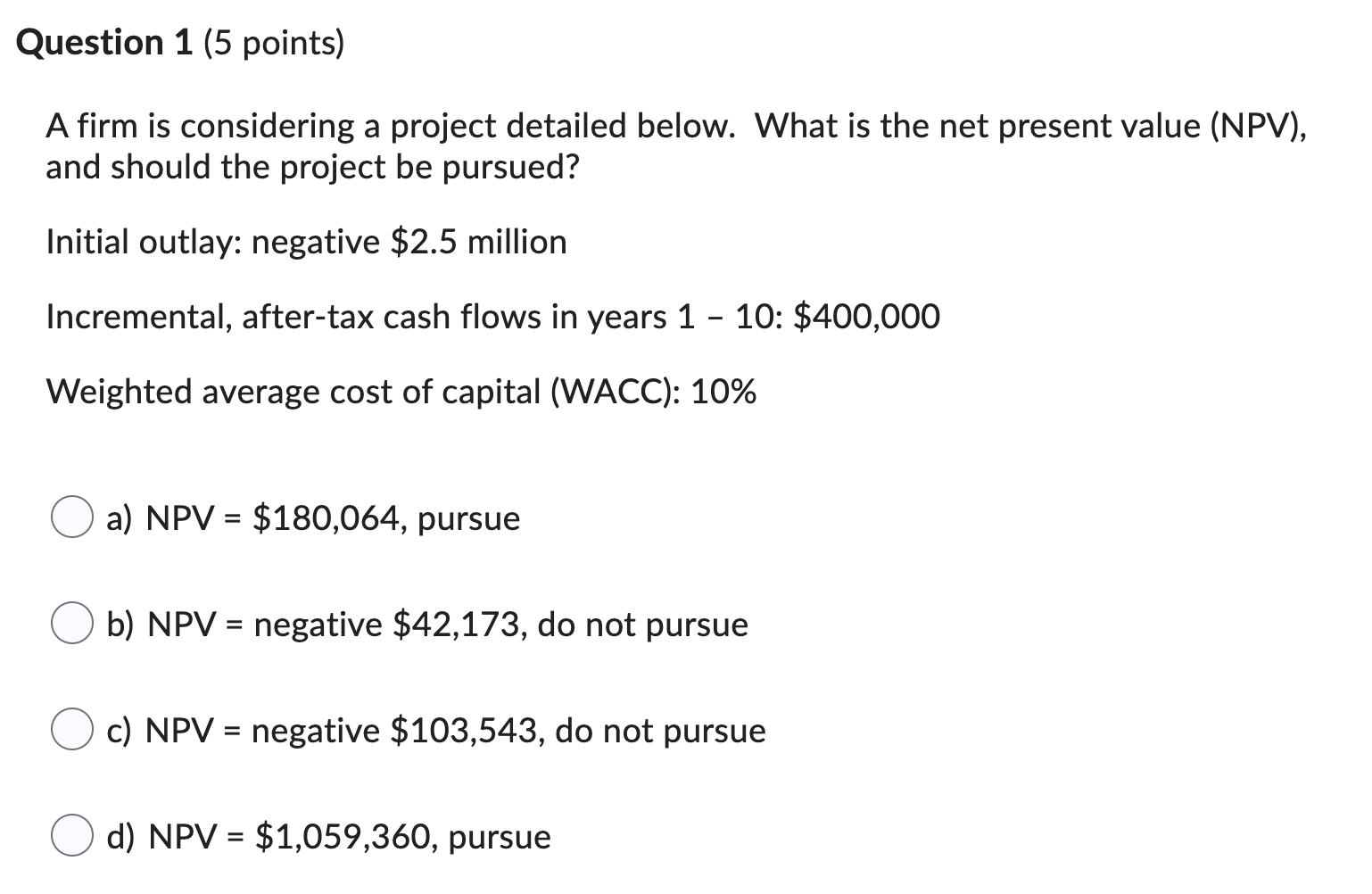 Solved A firm is considering a project detailed below. What | Chegg.com