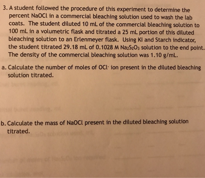 Solved 3. A student followed the procedure of this | Chegg.com