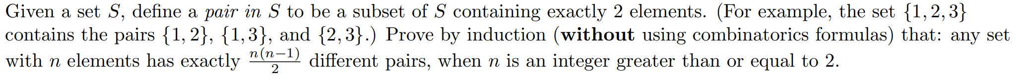 Solved Given a set S, define a pair in S to be a subset of S | Chegg.com