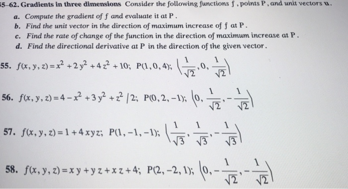 Solved 5-62. Gradients in three dimensions Consider the | Chegg.com
