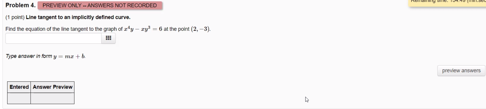 Solved Problem 4. PREVIEW ONLY -- ANSWERS NOT RECORDED (1 | Chegg.com