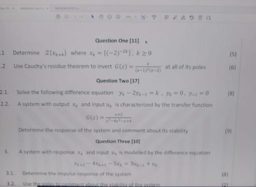Solved 1 Determine z{xk+4} where xk={(−2)−2k},k≥0 2 Use | Chegg.com