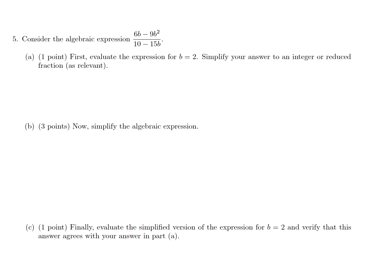 Solved - 962 66 5. Consider the algebraic expression 10 – | Chegg.com