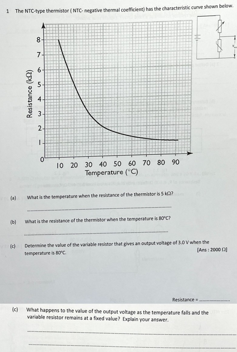 Solved The NTC-type thermistor (NTC- ﻿negative thermal | Chegg.com