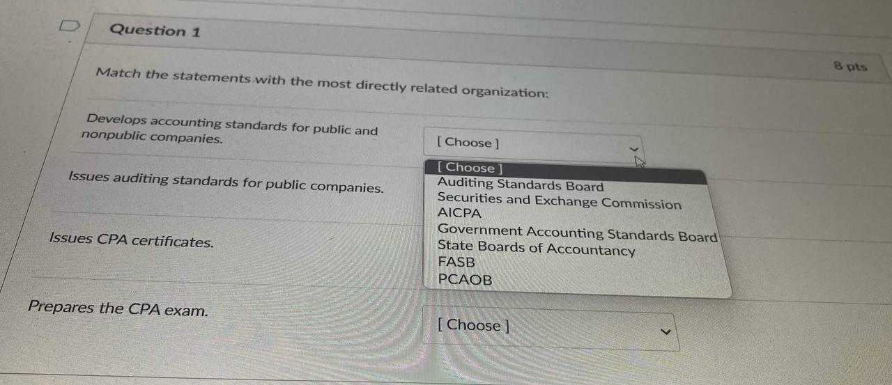 Solved Match the statements with the most directly related | Chegg.com