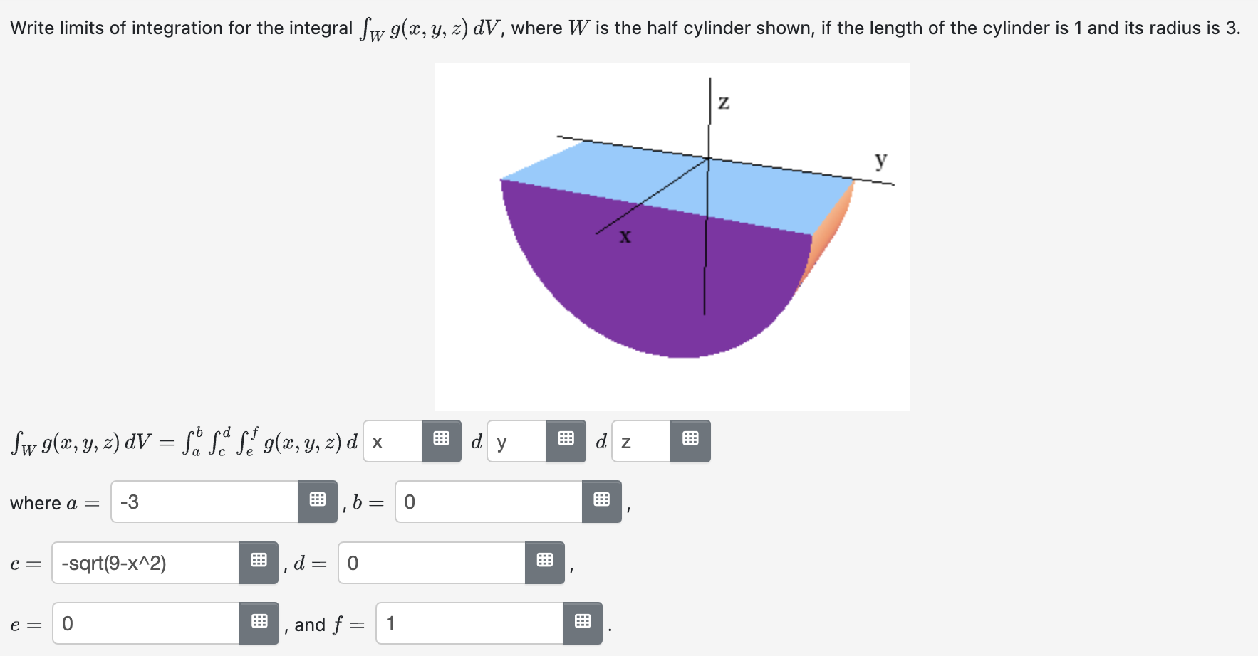 Solved Write limits of integration for the integral | Chegg.com