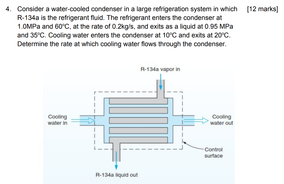 Solved 4. Consider a water-cooled condenser in a large | Chegg.com