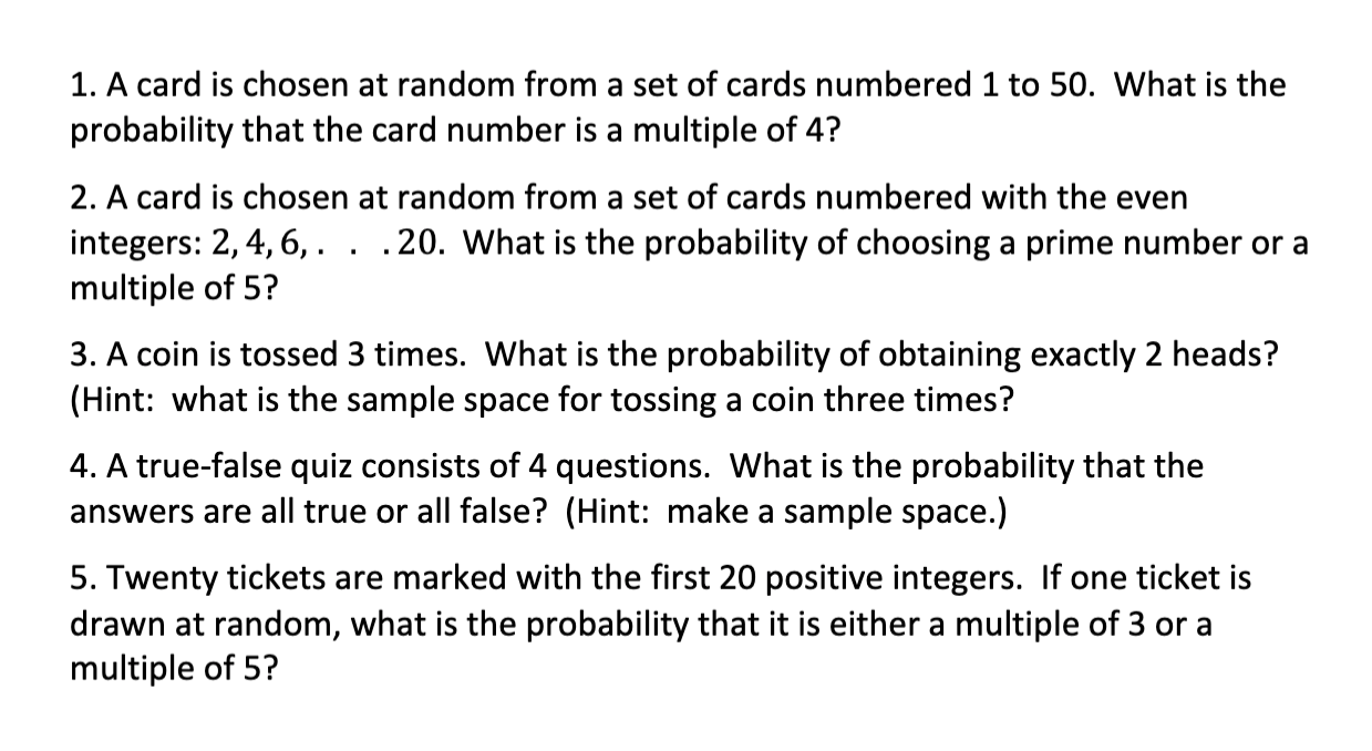 Solved 1. A card is chosen at random from a set of cards | Chegg.com