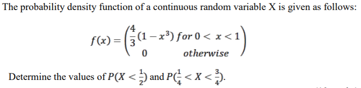 Solved The probability density function of a continuous | Chegg.com